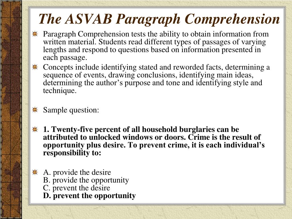 PPT - THE ASVAB Armed Services Vocational Aptitude Battery PowerPoint ...