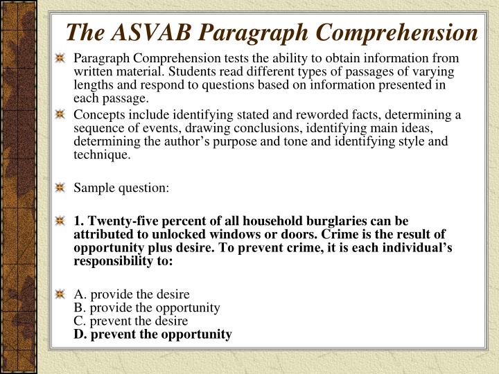 PPT - THE ASVAB Armed Services Vocational Aptitude Battery PowerPoint ...