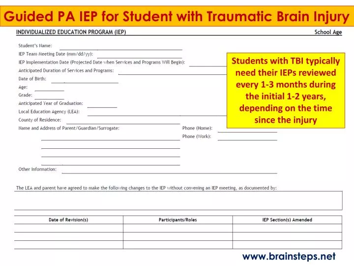 PPT - Guided PA IEP for Student with Traumatic Brain Injury PowerPoint ...