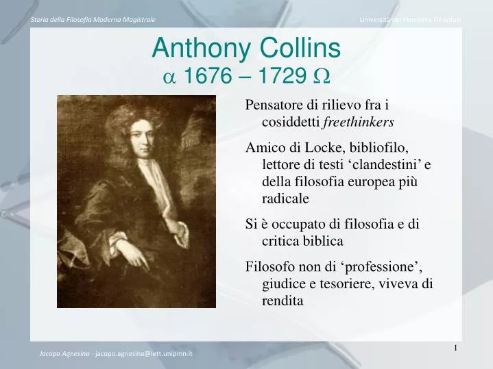 PPT - Anthony Collins a 1676 – 1729 W PowerPoint Presentation, free ...