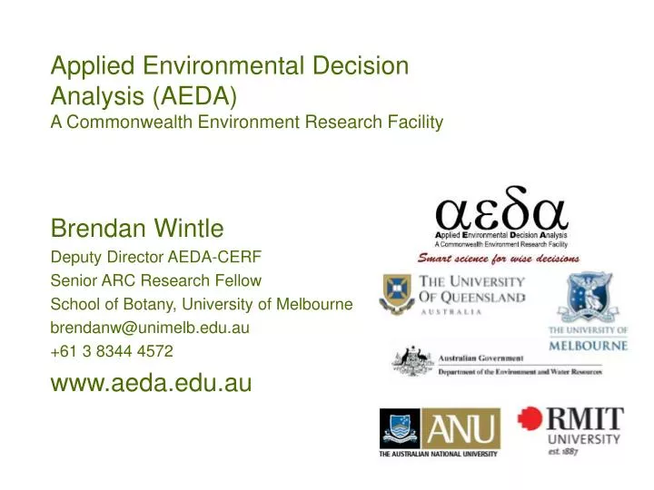 PPT - Applied Environmental Decision Analysis (AEDA) A Commonwealth ...