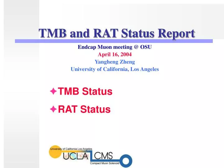 PPT - TMB and RAT Status Report PowerPoint Presentation, free download ...