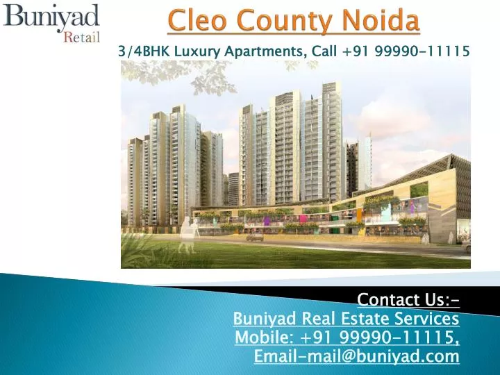 PPT - Cleo County Noida – New launch in sector121 Noida PowerPoint ...