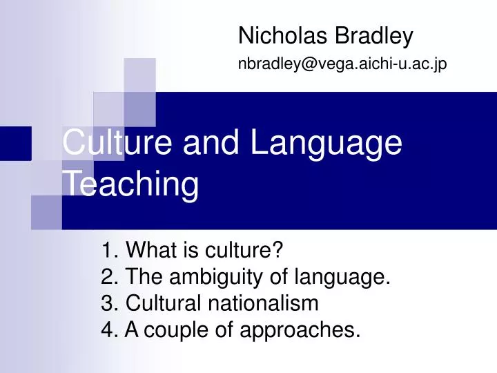 PPT - Culture and Language Teaching PowerPoint Presentation, free ...