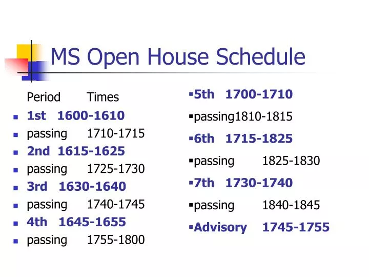 PPT - MS Open House Schedule PowerPoint Presentation, free download ...