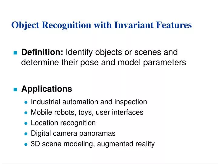 Ppt Object Recognition With Invariant Features Powerpoint