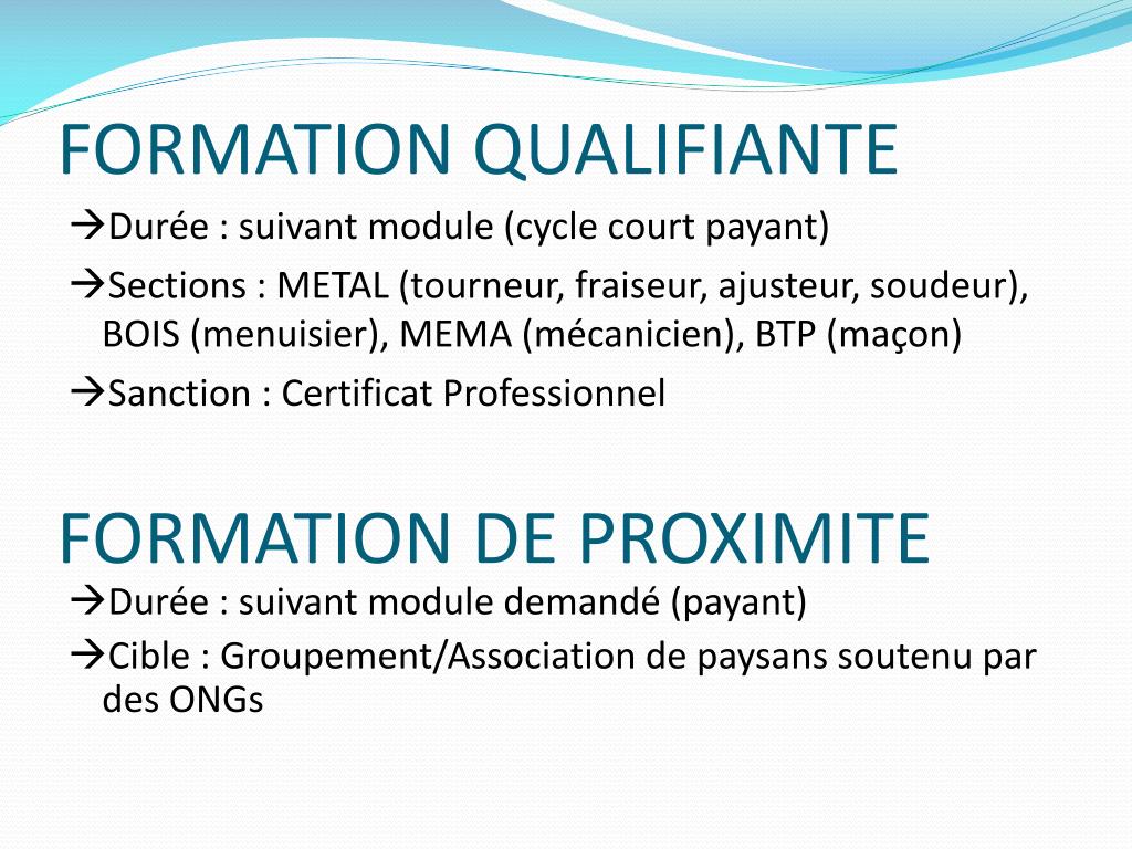 PPT - CENTRE NATIONAL DE FORMATION PROFESSIONNELLE ARTISANALE ET RURALE ...