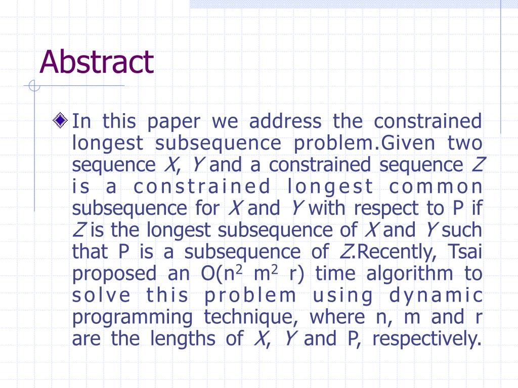 Ppt A Simple Algorithm For The Constrained Sequence Problems Powerpoint Presentation Id3968035