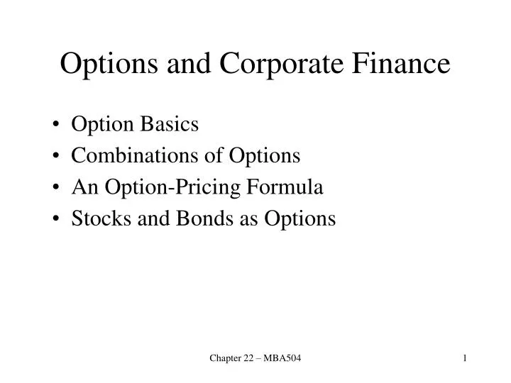 PPT - Options and Corporate Finance PowerPoint Presentation, free ...