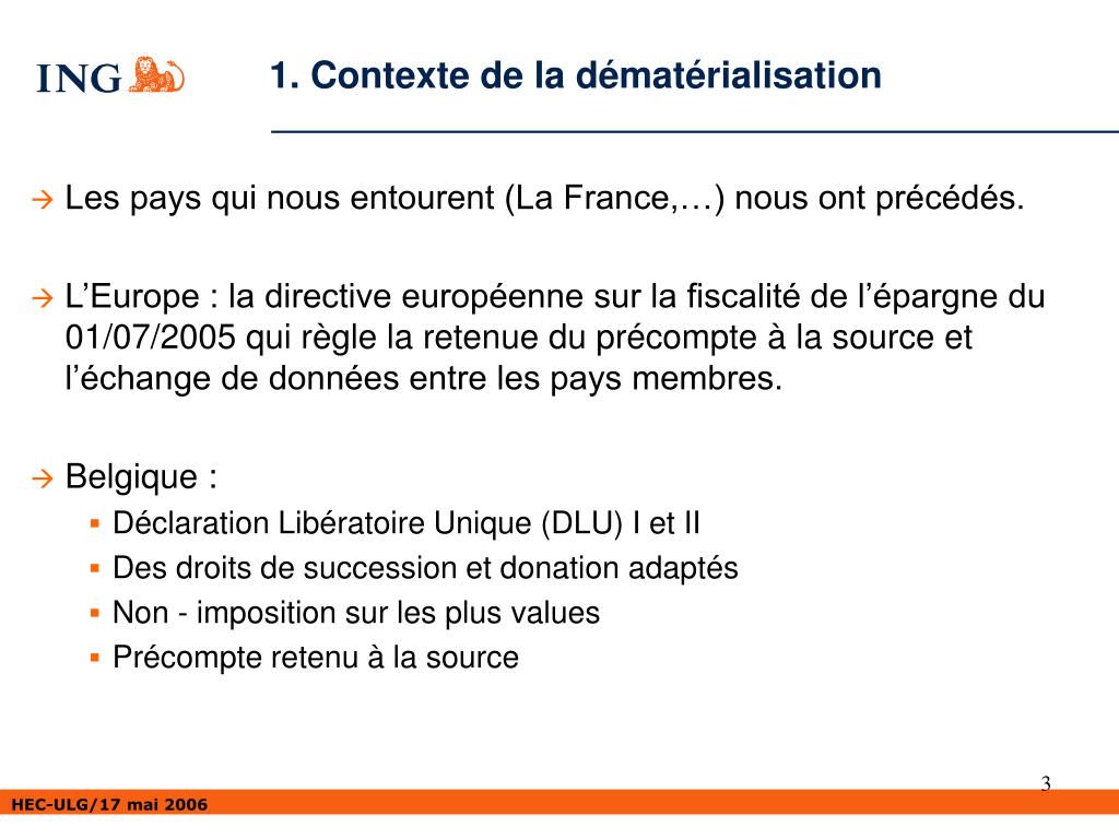 PPT - La dÃ©matÃ©rialisation en Belgique PowerPoint Presentation, free download - ID:3970469