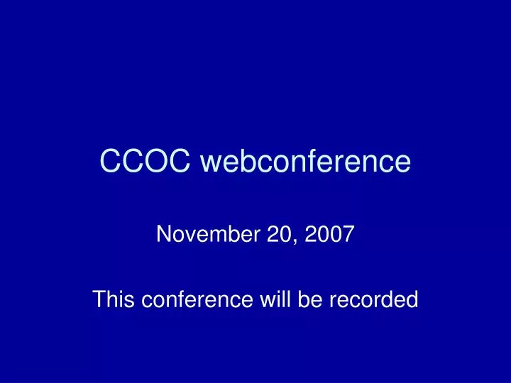 PPT - CCOC webconference PowerPoint Presentation, free download - ID ...