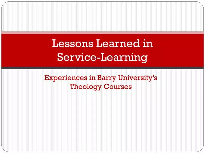 PPT - Lessons Learned in Service-Learning PowerPoint Presentation, free ...