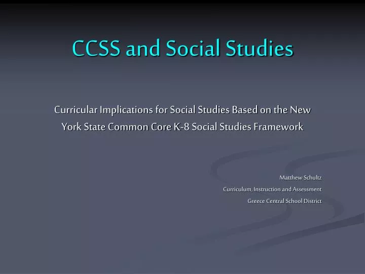 PPT - CCSS and Social Studies PowerPoint Presentation, free download ...