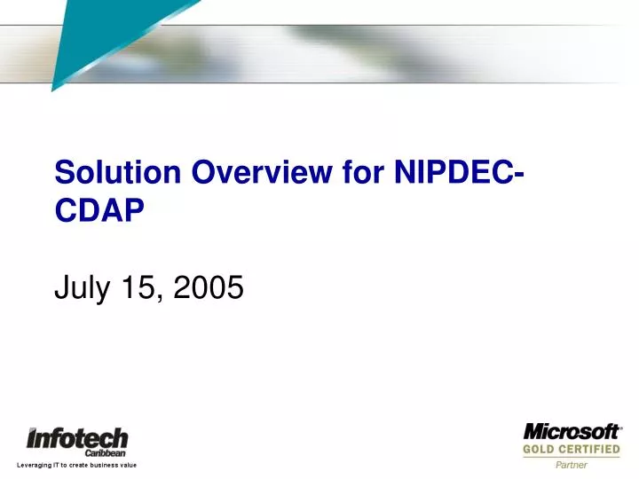 PPT - Solution Overview for NIPDEC-CDAP July 15, 2005 PowerPoint Presentation - ID:3973373