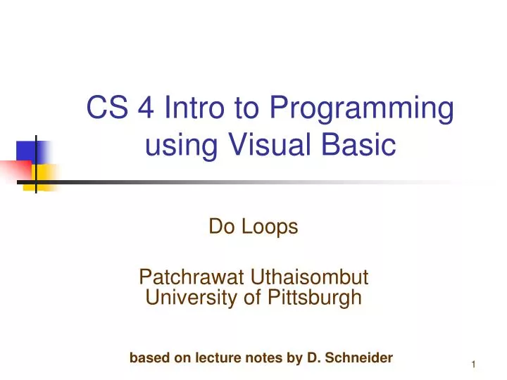 PPT - CS 4 Intro to Programming using Visual Basic PowerPoint ... PPT - CS 4 Intro to Programming using Visual Basic PowerPoint ...
