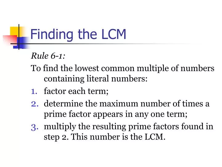 PPT - Finding the LCM PowerPoint Presentation, free download - ID:3973879