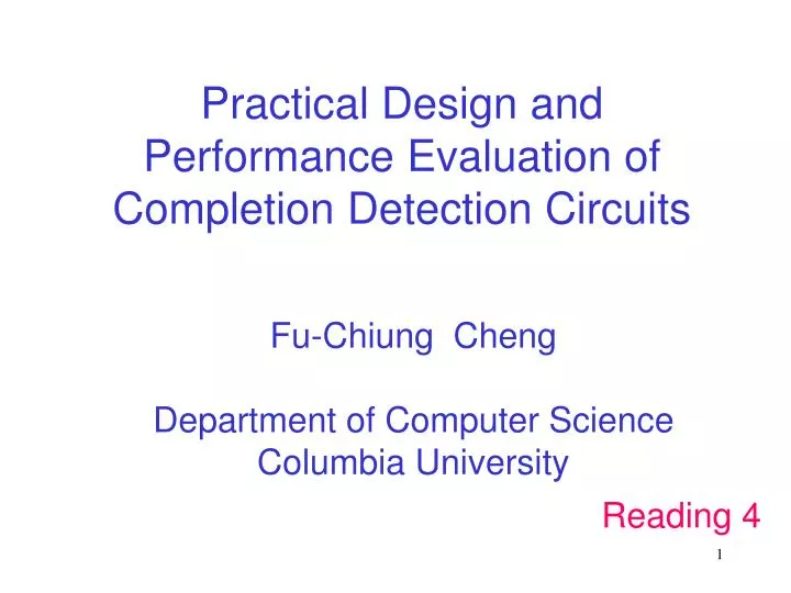 Ppt Practical Design And Performance Evaluation Of Completion Detection Circuits Powerpoint
