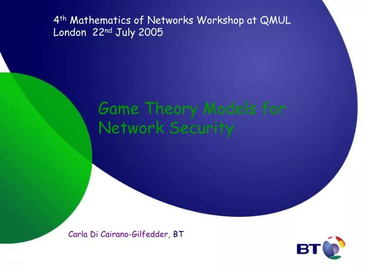 PPT - Game Theory Models for Network Security PowerPoint Presentation ...