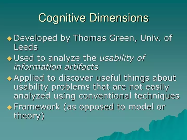 PPT - Cognitive Dimensions PowerPoint Presentation, free download - ID ...