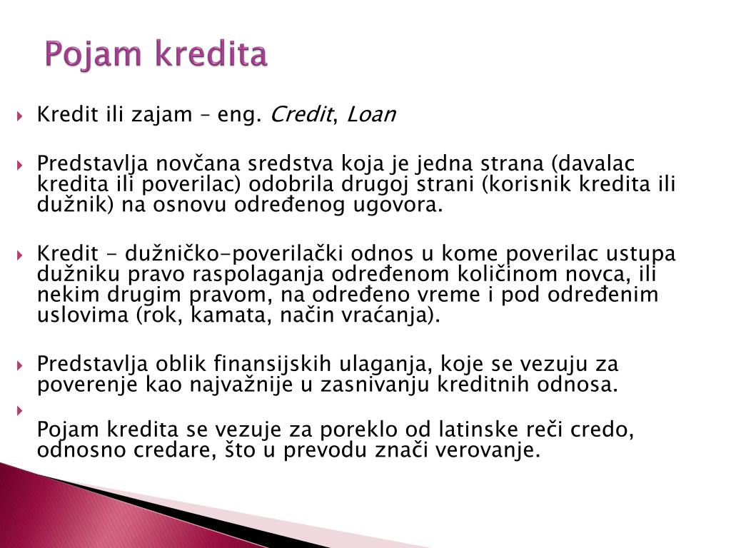 PPT - Lekcija 1 : Pojam i vrste kredita PowerPoint Presentation, free download - ID:3979458