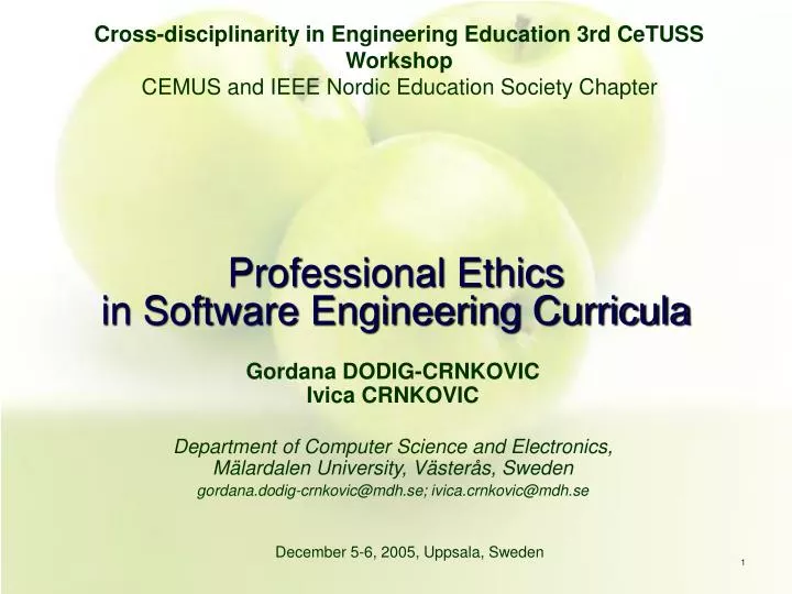 PPT - Professional Ethics in Software Engineering Curricula PowerPoint ...