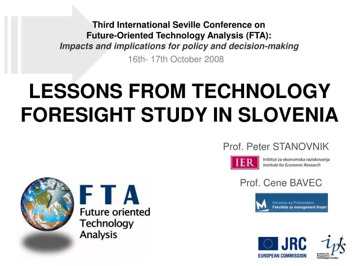 PPT - LESSONS FROM TECHNOLOGY FORESIGHT STUDY IN SLOVENIA PowerPoint ...