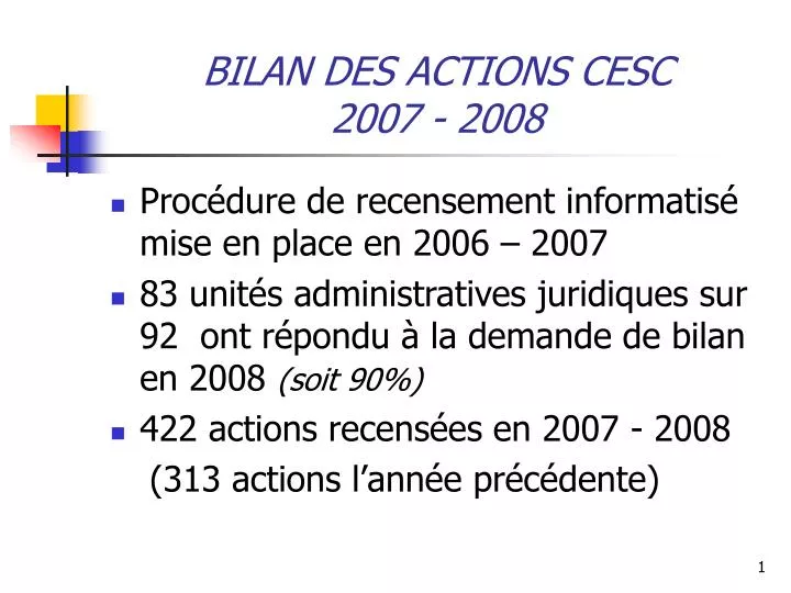 PPT - BILAN DES ACTIONS CESC 2007 - 2008 PowerPoint Presentation, free ...