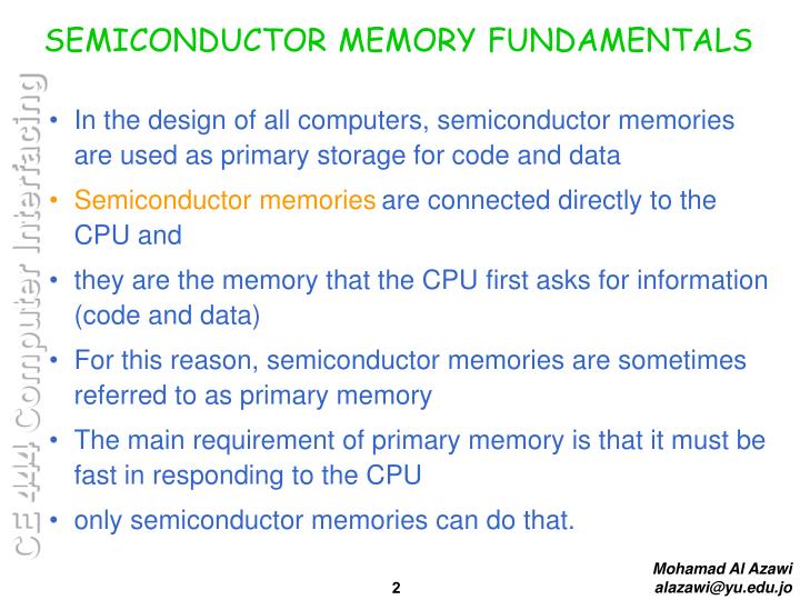 PPT - Memory and Memory Interfacing PowerPoint Presentation - ID:3981567