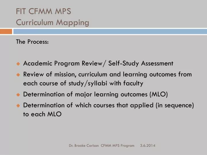PPT - FIT CFMM MPS Curriculum Mapping PowerPoint Presentation, free ...