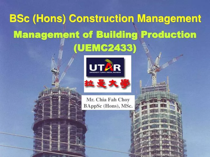 PPT - BSc (Hons) Construction Management PowerPoint Presentation, free ...