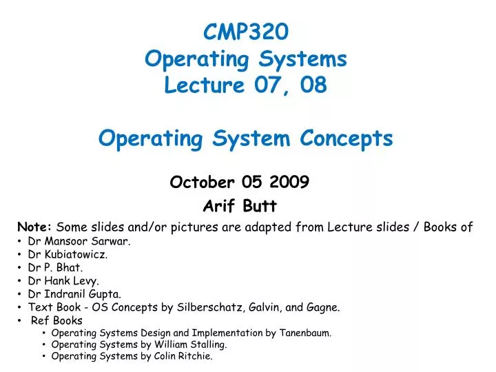 PPT - CMP320 Operating Systems Lecture 07, 08 Operating System Concepts PowerPoint Presentation ...