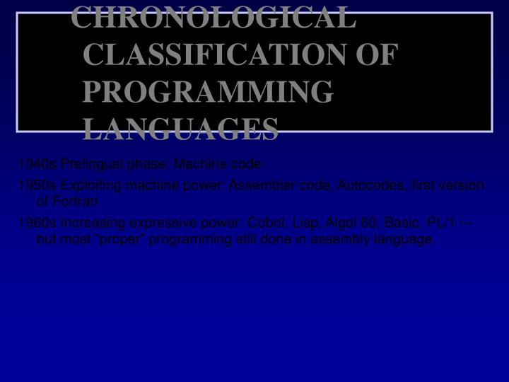 PPT - CLASSIFICATION OF PROGRAMMING LANGUAGES PowerPoint Presentation ...
