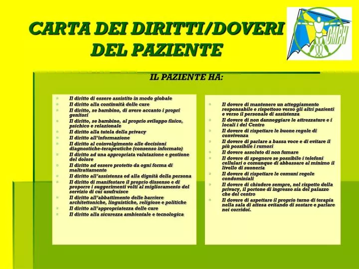 PPT - CARTA DEI DIRITTI/DOVERI DEL PAZIENTE PowerPoint Presentation ... PPT - CARTA DEI DIRITTI/DOVERI DEL PAZIENTE PowerPoint Presentation ...