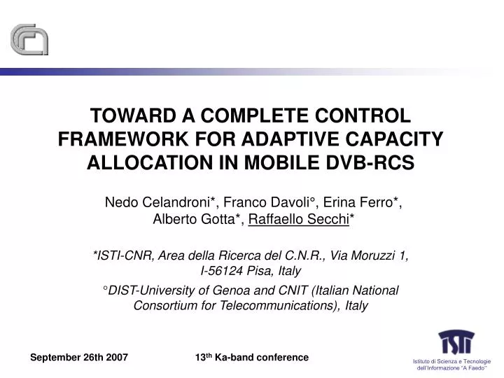 Ppt Toward A Complete Control Framework For Adaptive Capacity