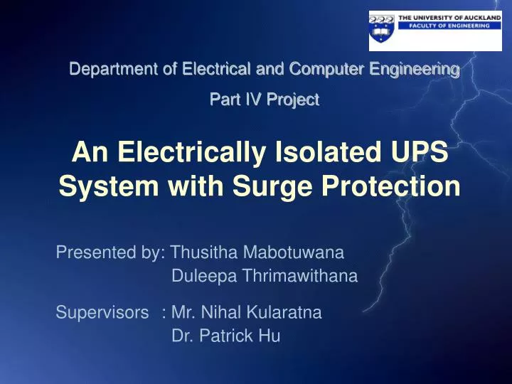 PPT - An Electrically Isolated UPS System with Surge Protection ...