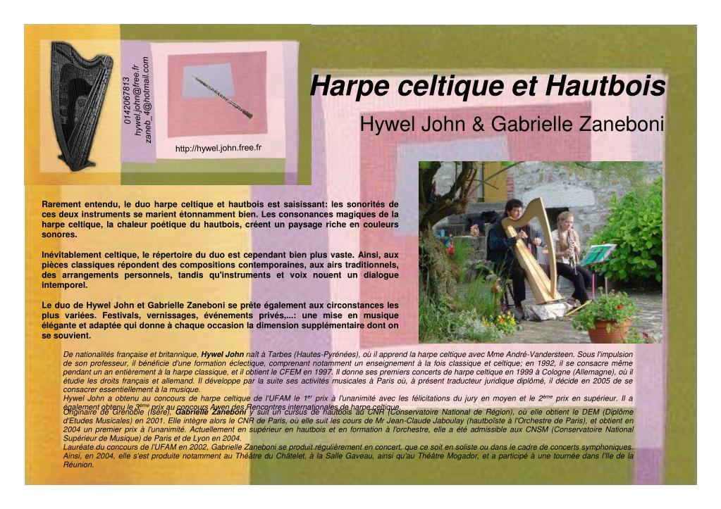PPT - Harpe celtique et Hautbois Hywel John & Gabrielle Zaneboni ...