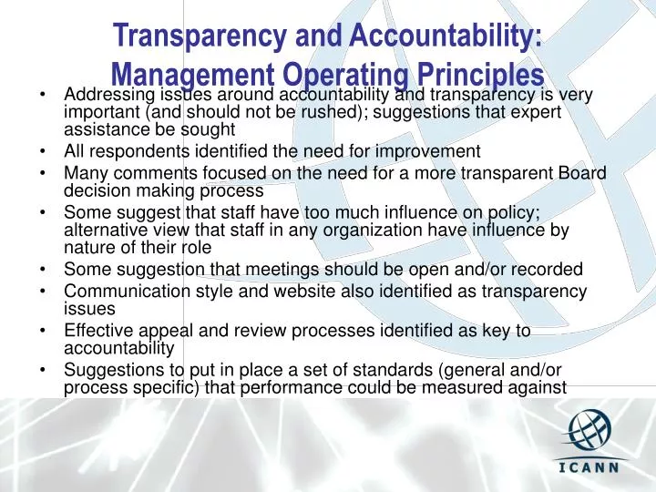 PPT - Transparency and Accountability: Management Operating Principles ...
