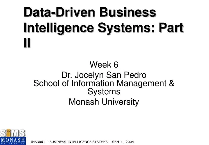 Ppt Data Driven Business Intelligence Systems Part Ii Powerpoint