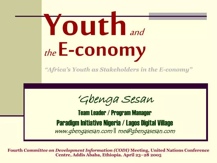 PPT - Youth and the E-conomy PowerPoint Presentation, free download ...