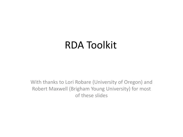 PPT - RDA Toolkit PowerPoint Presentation, free download - ID:3995406