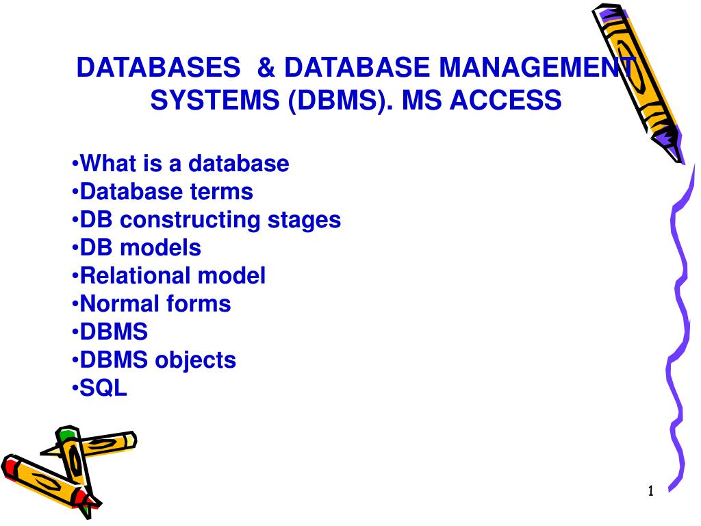 Ppt Databases And Database Management Systems Dbms Ms Access What Is A Database Database 8687