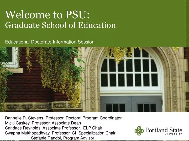 PPT - Welcome to PSU: Graduate School of Education Educational ...