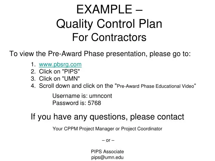 PPT - EXAMPLE – Quality Control Plan For Contractors PowerPoint ...