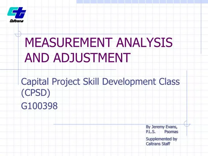 PPT - MEASUREMENT ANALYSIS AND ADJUSTMENT PowerPoint Presentation, free ...