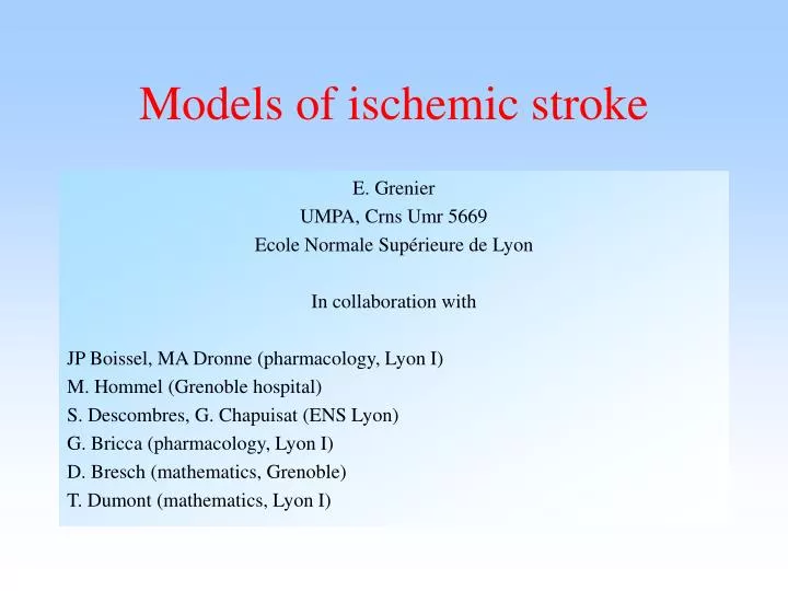 PPT - Models of ischemic stroke PowerPoint Presentation, free download ...