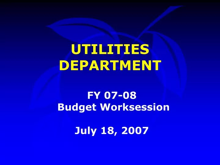 PPT - UTILITIES DEPARTMENT PowerPoint Presentation, free download - ID ...
