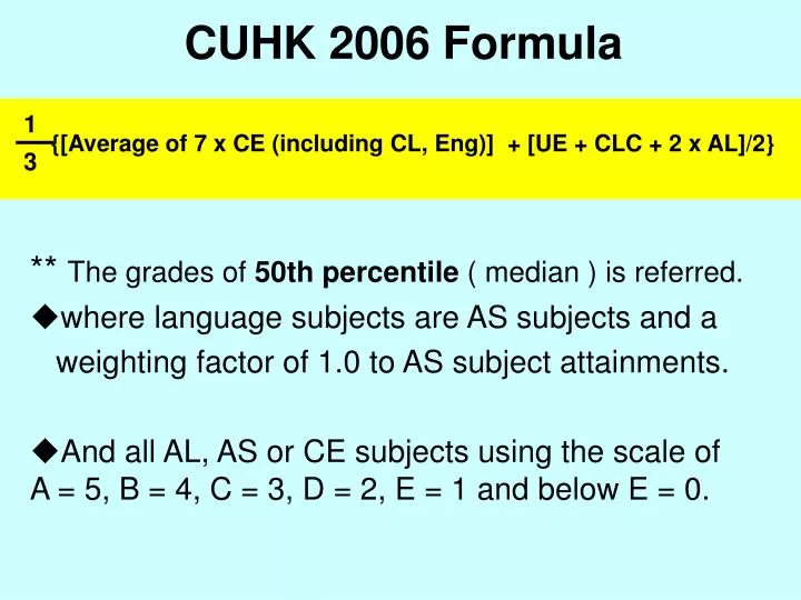 PPT - CUHK 2006 Formula PowerPoint Presentation, free download - ID:4003348