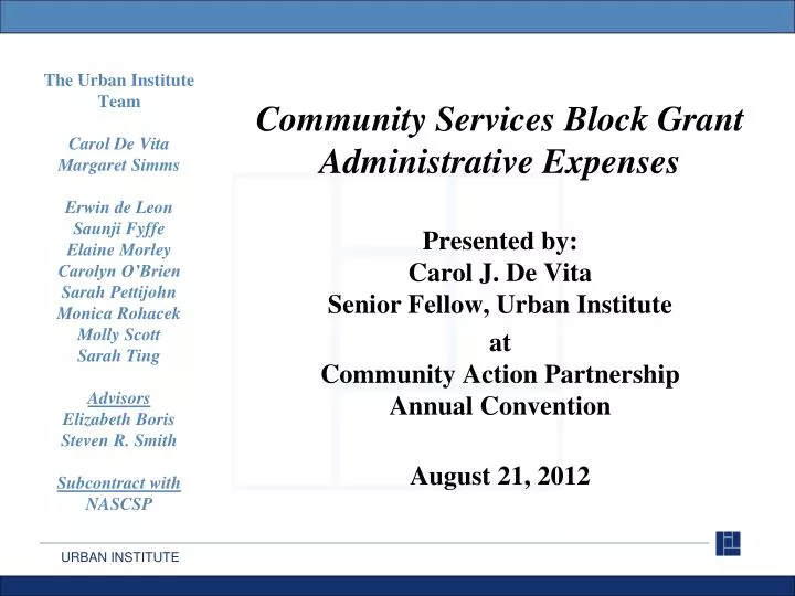 PPT - Community Services Block Grant Administrative Expenses Presented ...