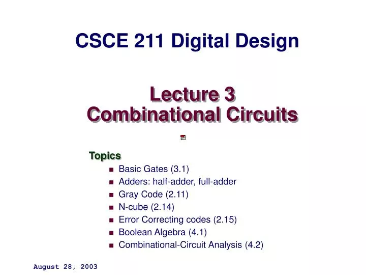 Ppt Lecture 3 Combinational Circuits Powerpoint Presentation Free 7503