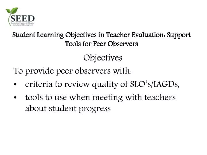 Objectives For Teacher